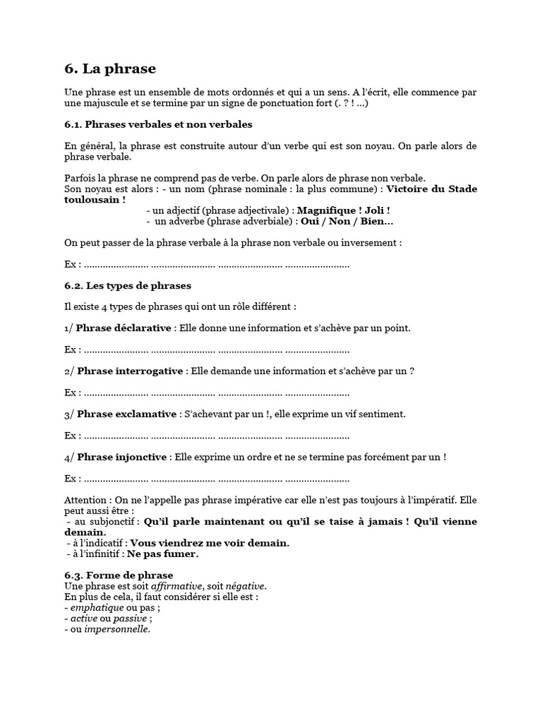 Types et structures de phrases | PDF | Clause | Phrase