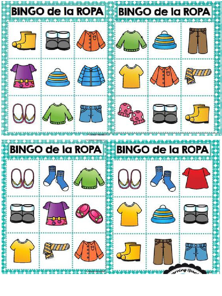 Bingo de Prendas de Vestir | PDF