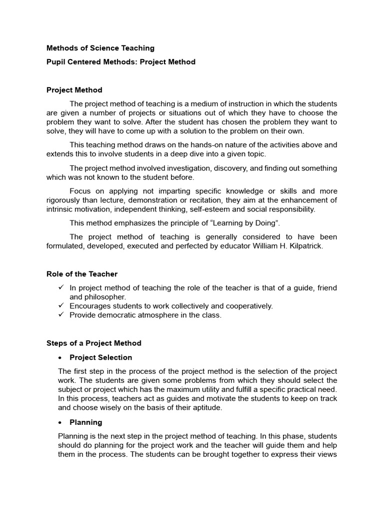 Project Method - Written Report | PDF | Teachers | Evaluation