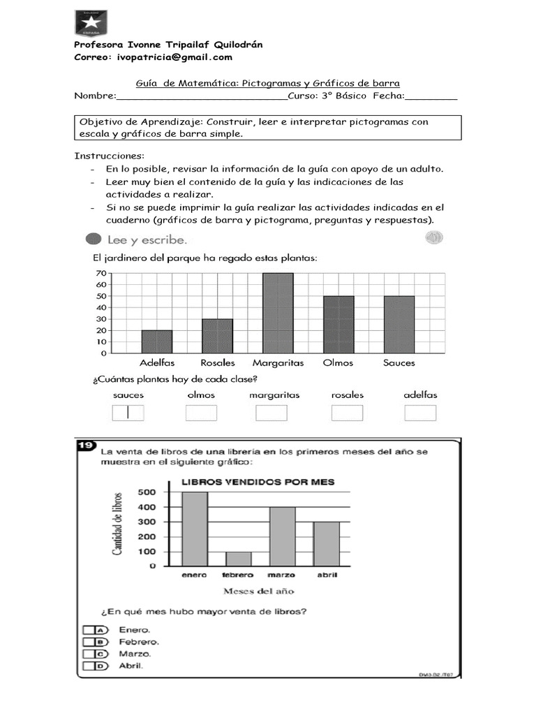 Matemática- Pictogramas y gráficos de barra | PDF