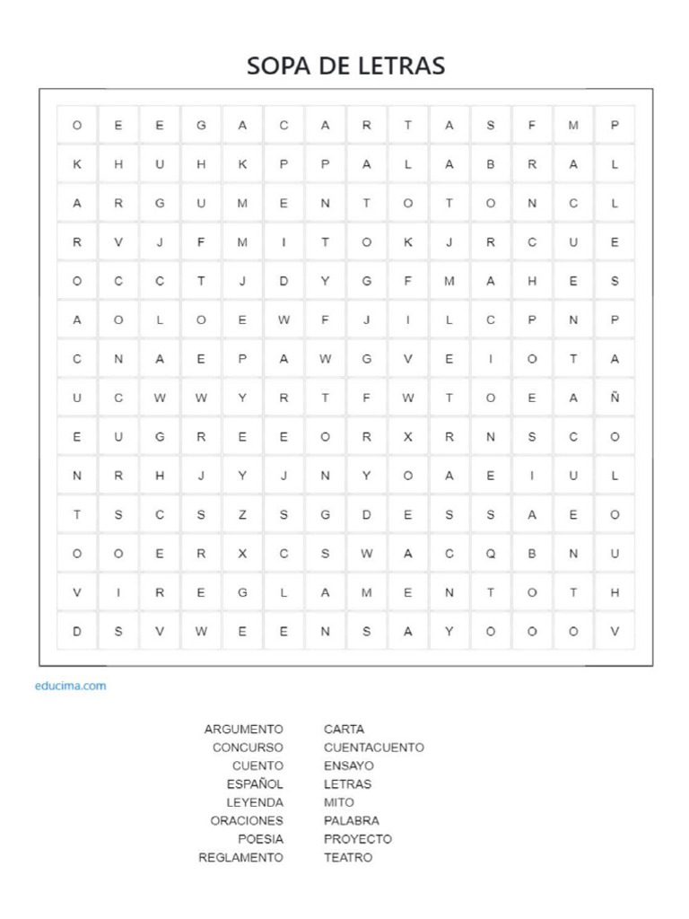 Sopa de Letras de Español | PDF