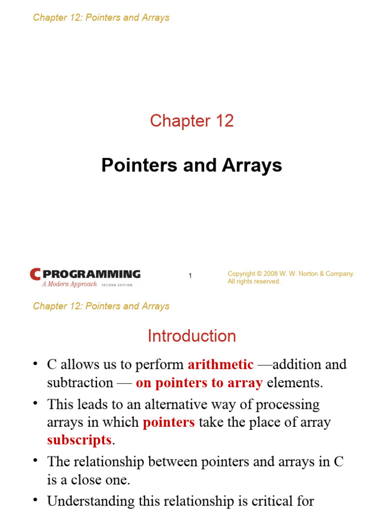 Chapter 12 Pointers And Arrays Download Free Pdf Pointer Computer Programming Parameter 