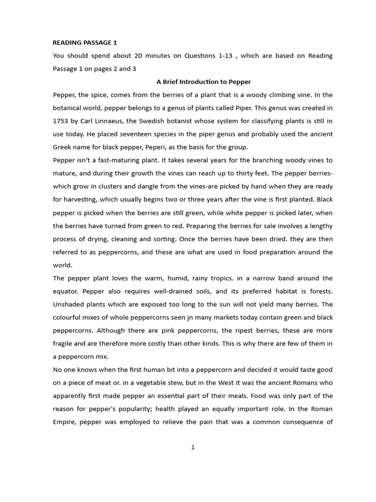 Reading-Test 9 | PDF | Temperament | Black Pepper