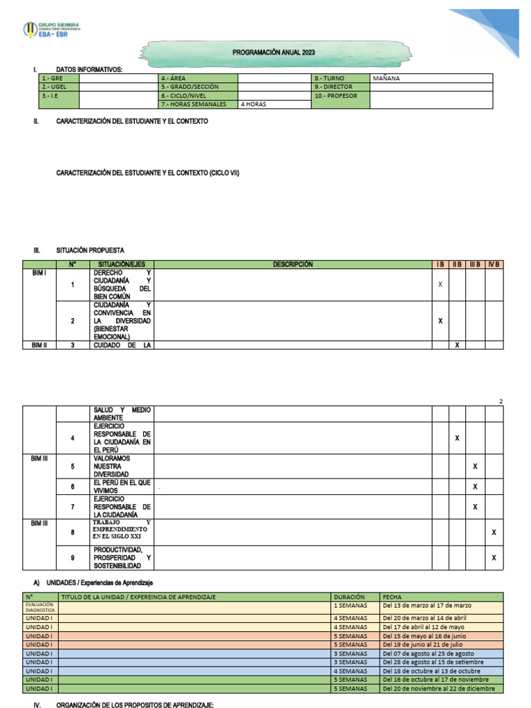 Esquema Programación Anual | PDF | Evaluación | Enseñando