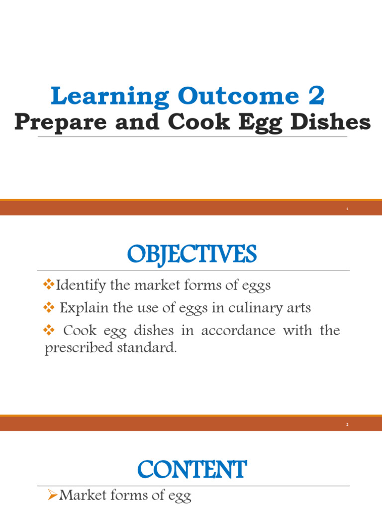 LO2.Prepare and Cook Egg Dishes | PDF | Egg As Food | Cooking