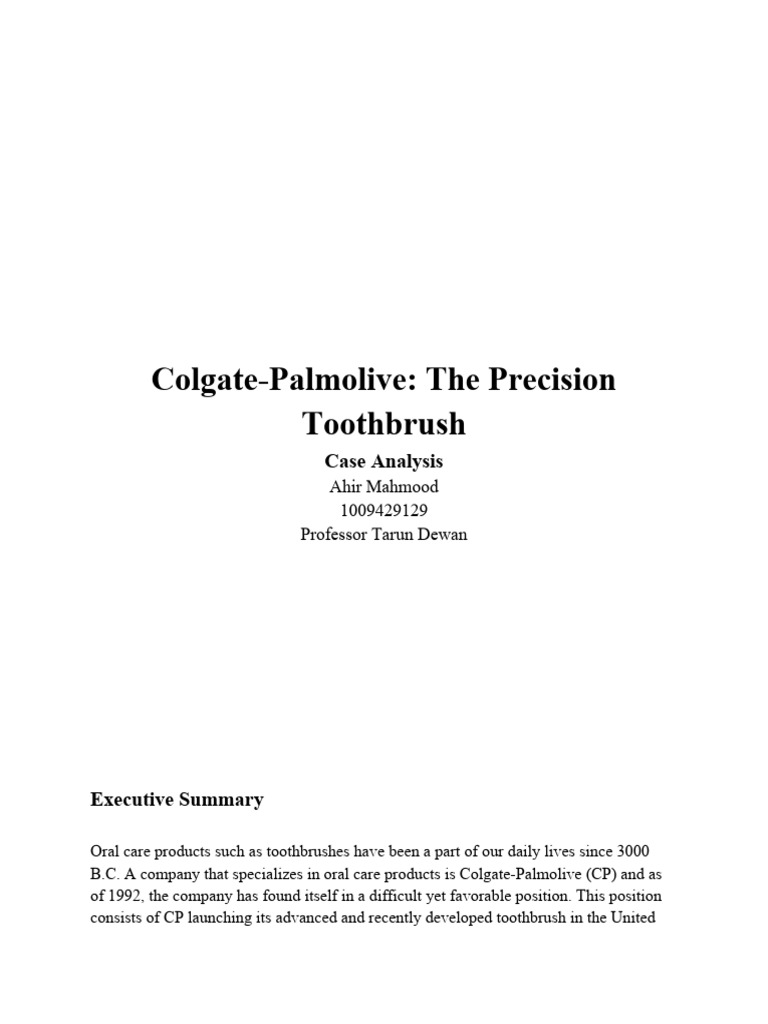 Colgate Palmolive - The Precision Toothbrush | PDF | Toothbrush | Oral ...
