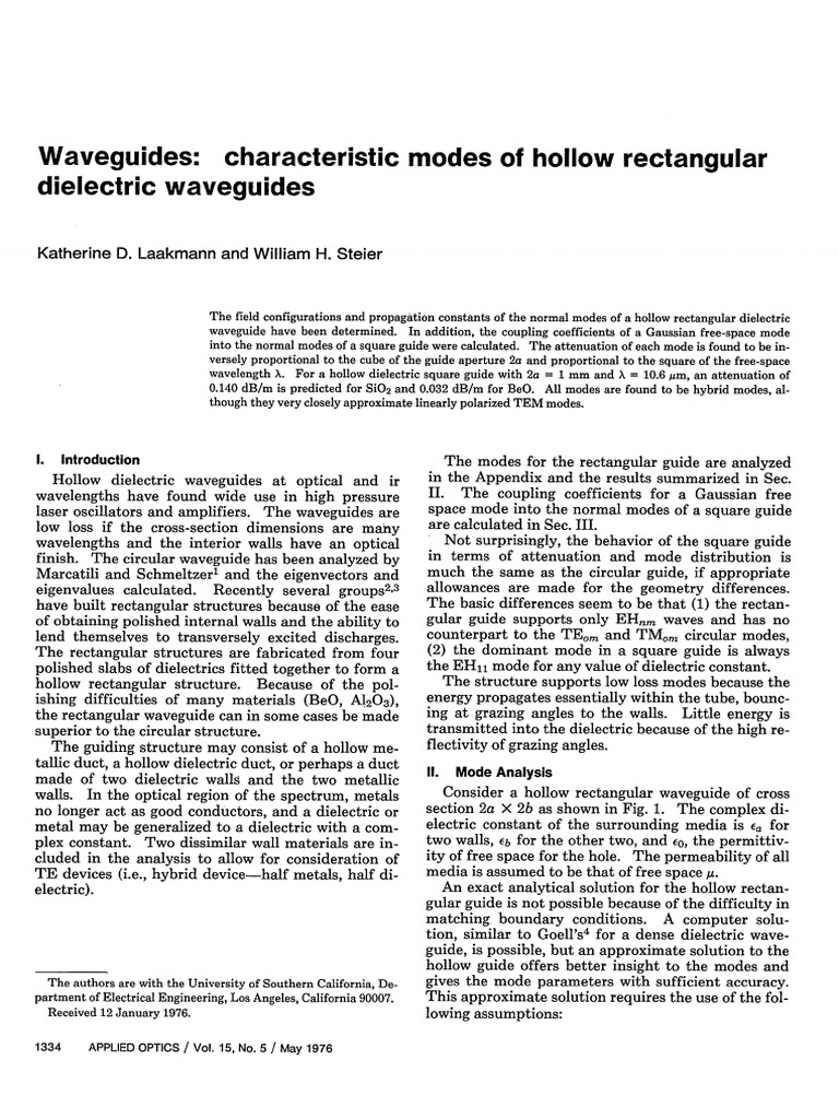 Waveguides Characteristic Modes of Hollow Rectangular Dielectric ...