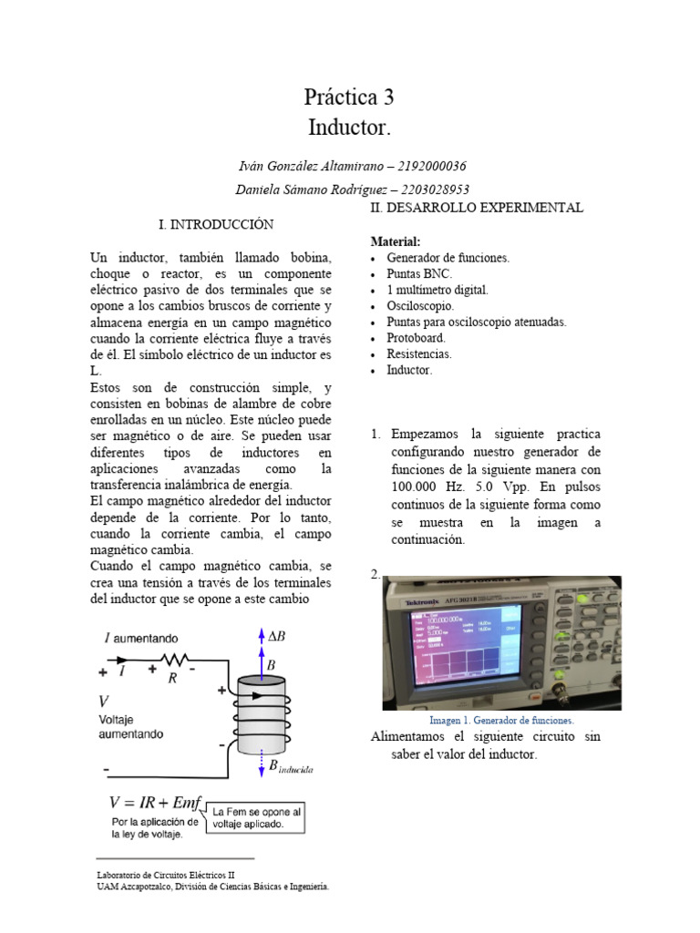 Práctica 3 LCE2 | PDF | Inductor | Corriente eléctrica