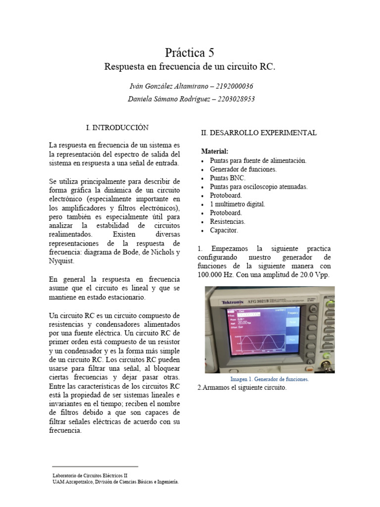 Práctica 5 LCE2 | PDF | Filtro electronico | Red eléctrica