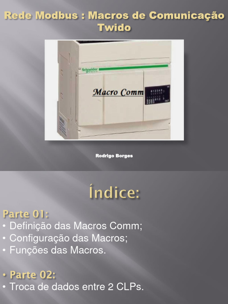 Rede Modbus Macros Comm Twido - Compress | PDF | Porta (rede de computadores) | Controlador ...