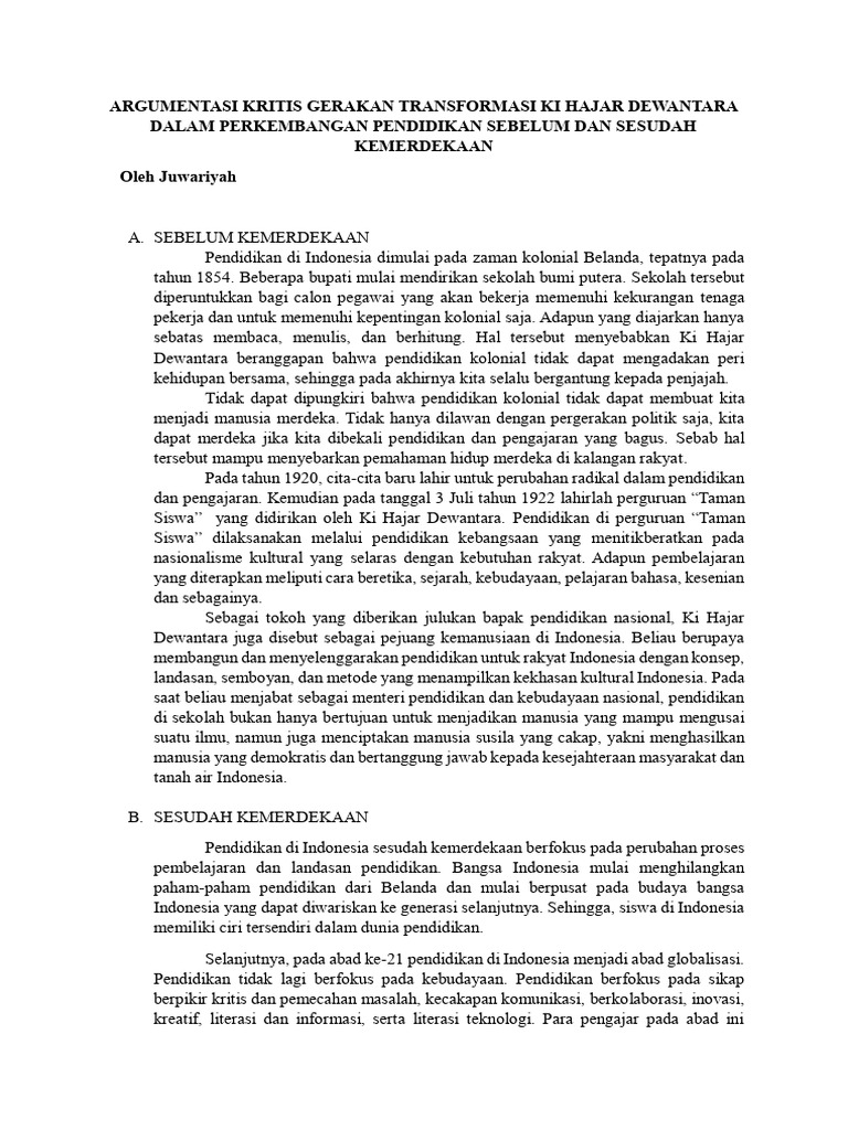 Argumentasi Kritis Gerakan Transformasi Ki Hajar Dewantara Dalam ... Argumentasi Kritis Gerakan Transformasi Ki Hajar Dewantara Dalam ...