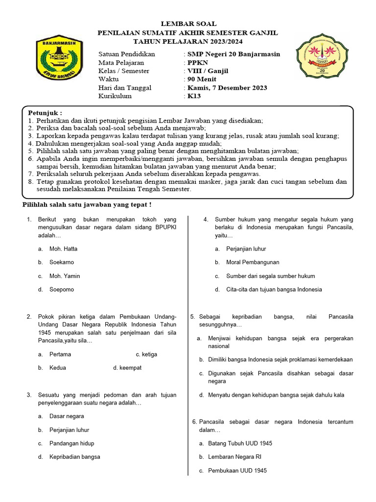Soal Pas PPKN Kelas Viii | PDF