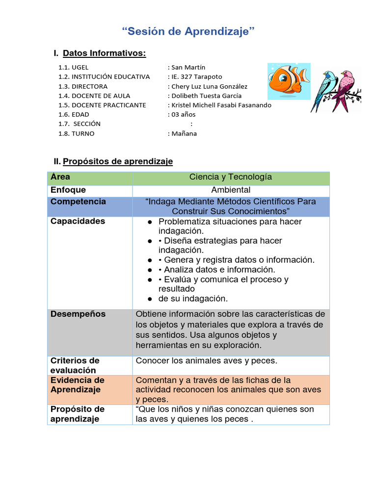 Sesion de Clase 14 de Noviembre Animales Aves y Peces | PDF ... Sesion de Clase 14 de Noviembre Animales Aves y Peces | PDF ...