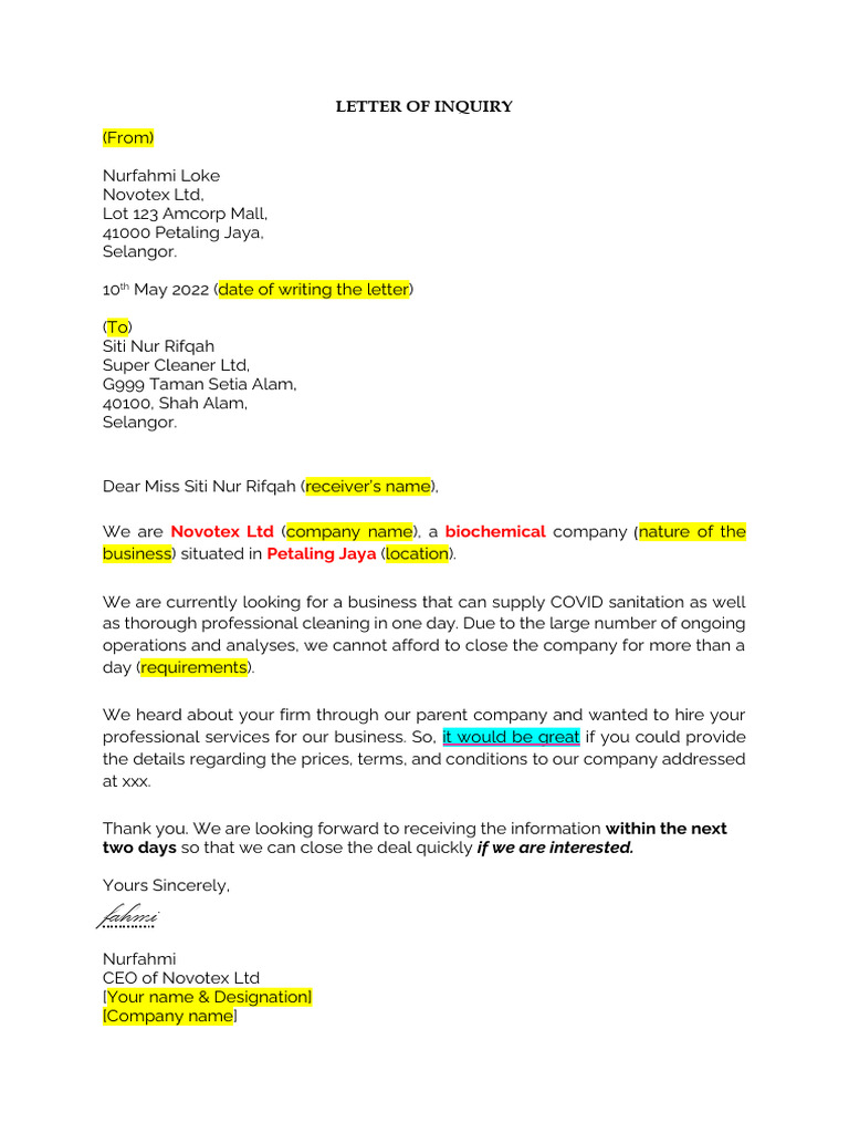 Inquiry for One-Day COVID Cleaning | PDF