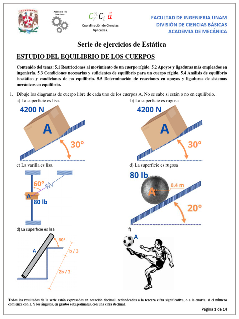 Serie 5 Estatica | PDF | Tensión (Física) | Kilogramo