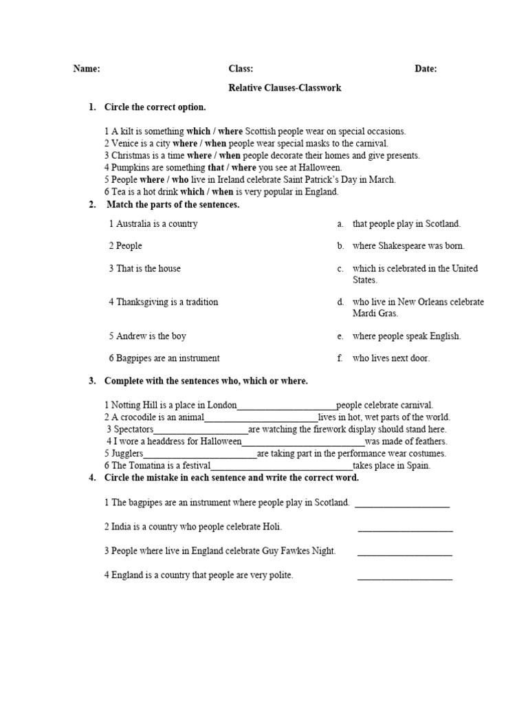 Relative Clauses | PDF | Carnival | Entertainment Events