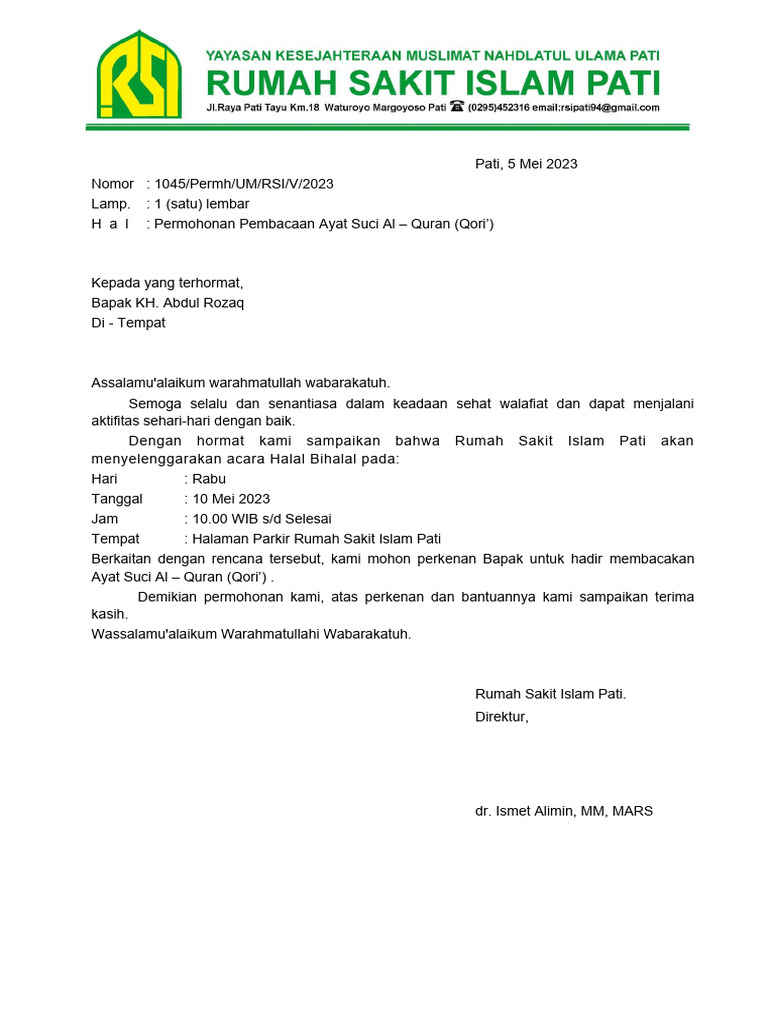 23-1045 Permohonan Menjadi Qori' | PDF