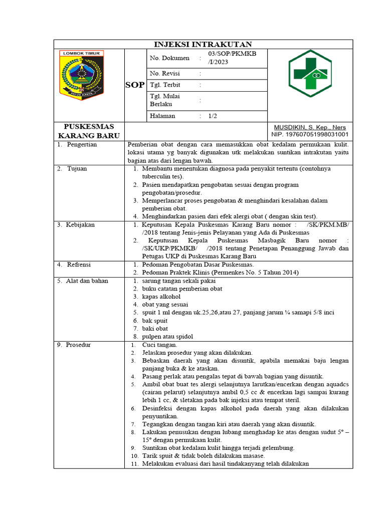 Injeksi Intrakutan | PDF