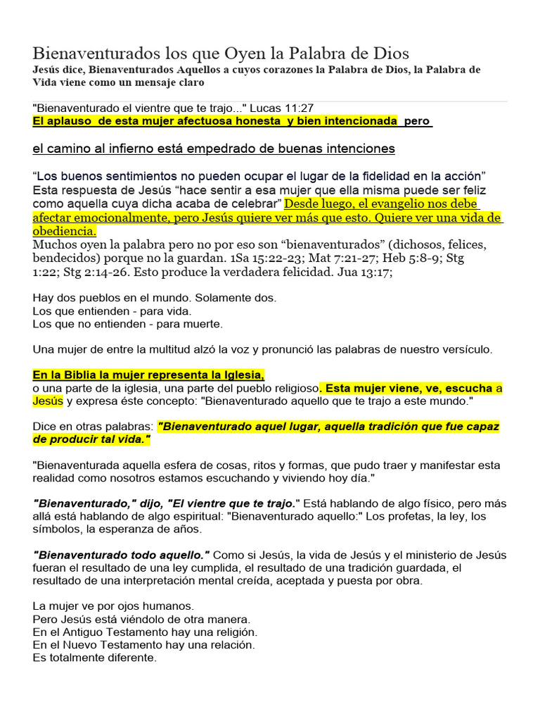 Bienaventurados los que Oyen a Dios | PDF | Jesús | Dios