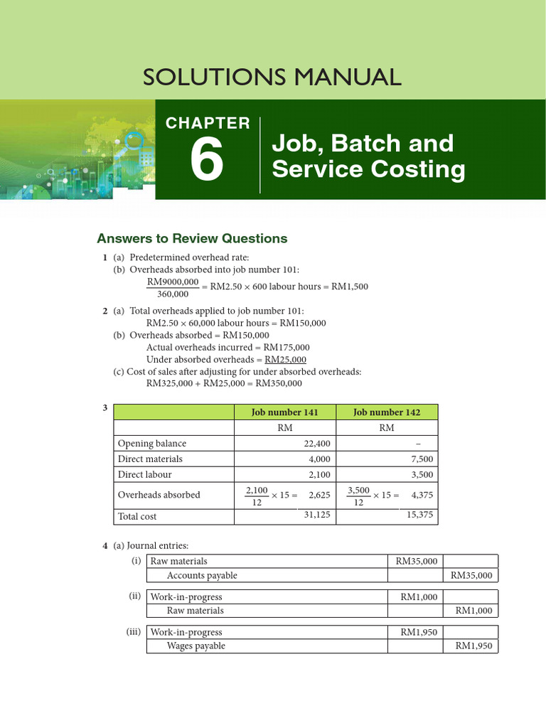 Ch06 Job, Batch and Service Costing | PDF | Cost Of Goods Sold | Cost
