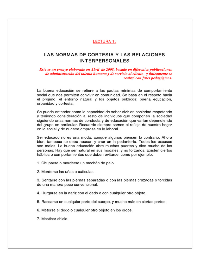 Normas de Cortesía en Relaciones Sociales | PDF | Business