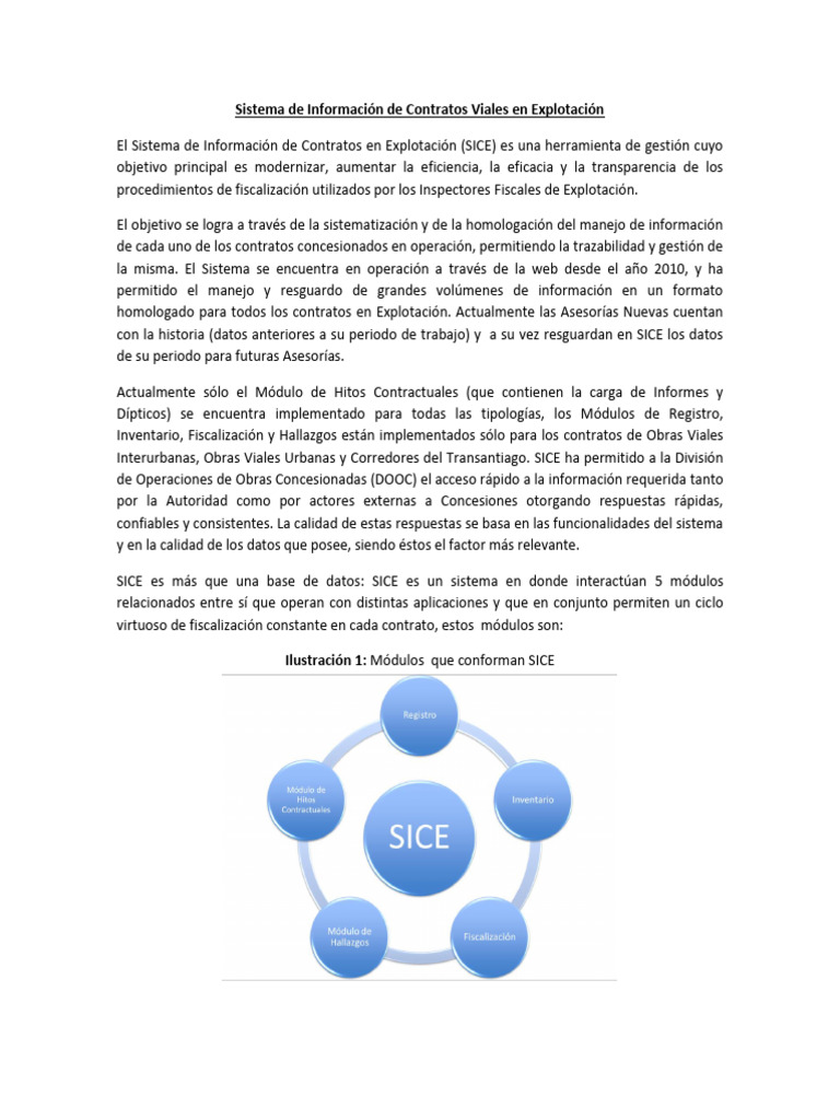 Sistema SICE: Gestión de Contratos Viales | PDF | Software de la ...