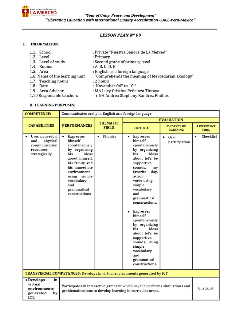 IV Term_lesson Plan 09_unit 07_2nd Grade_ramirez | PDF | Educational Technology | Communication