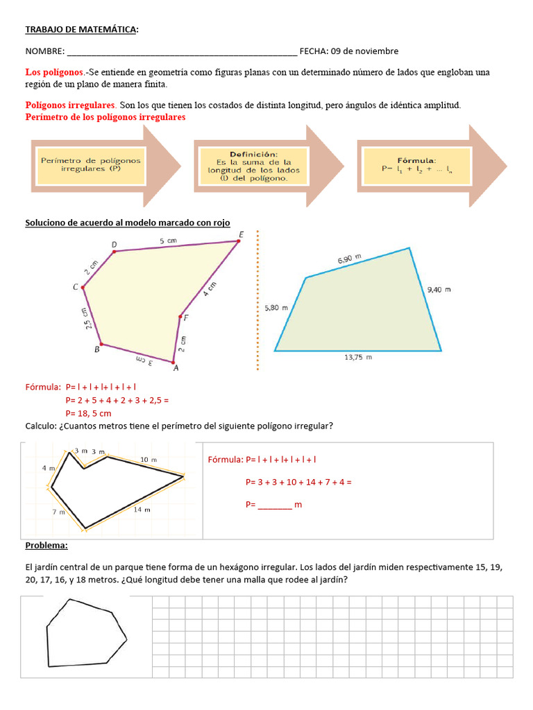 M - Perimetro de Los Poligonos Irreg | PDF | Métodos y materiales de ...