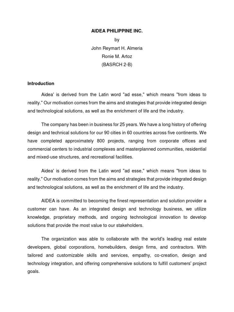 Aidea Philippine Inc | PDF | Building Information Modeling | Economic Growth