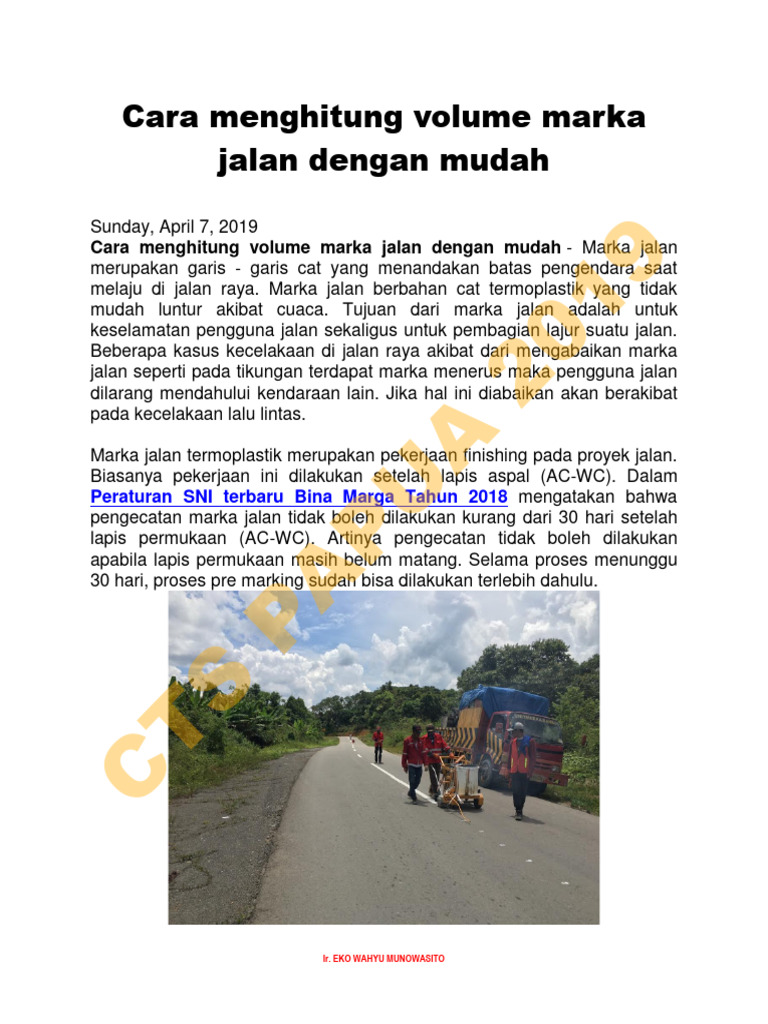 Cara Menghitung Volume Marka Jalan Dengan Mudah | PDF