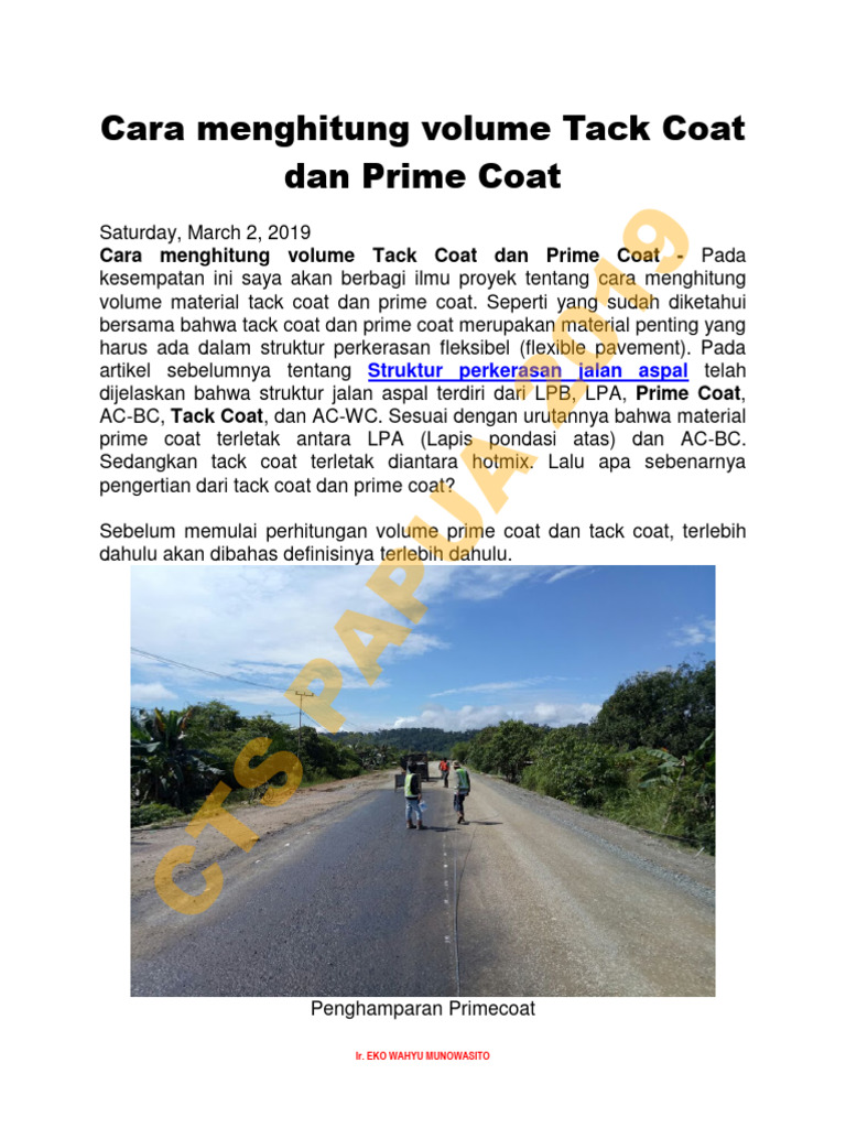 Cara Menghitung Volume Tack Coat Dan Prime Coat | PDF