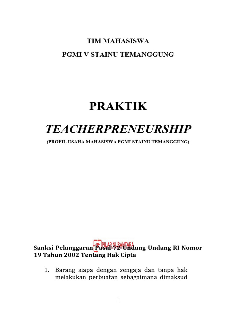 Buku Teacherpreneurship | PDF