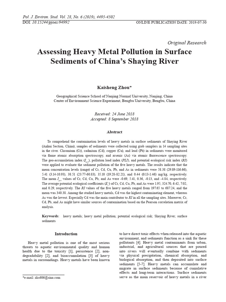 Assessing Heavy Metal Pollution in Surface Sediments | PDF | Pollution ...