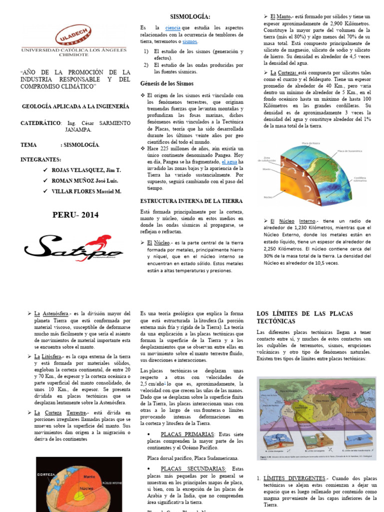 Triptico de Sismologia | PDF | Placas tectónicas | Temblores