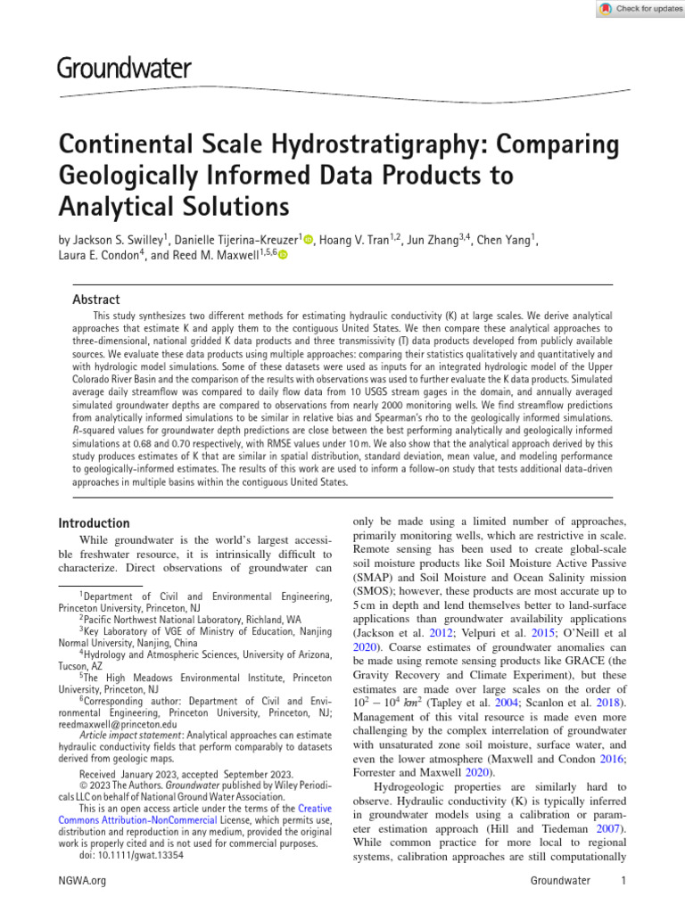 Groundwater - 2023 - Swilley - Continental Scale Hydrostratigraphy ...
