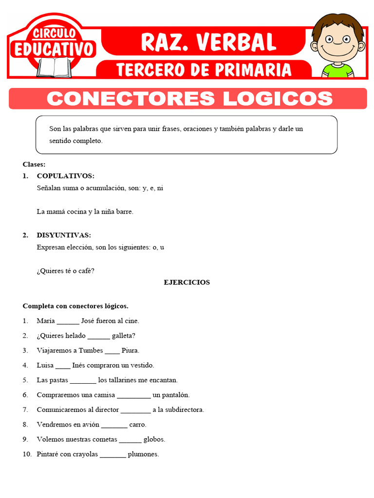 Conectores Logicos para Tercero de Primaria | PDF