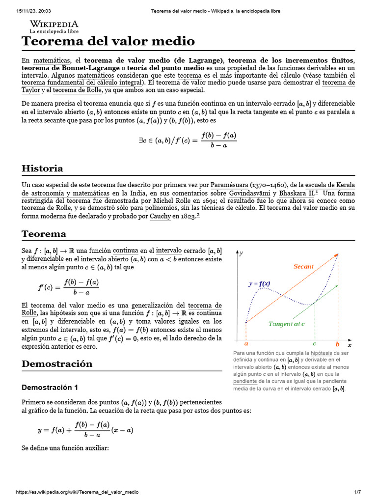 Teorema Del Valor Medio - TEORIA | Descargar gratis PDF | Objetos ...