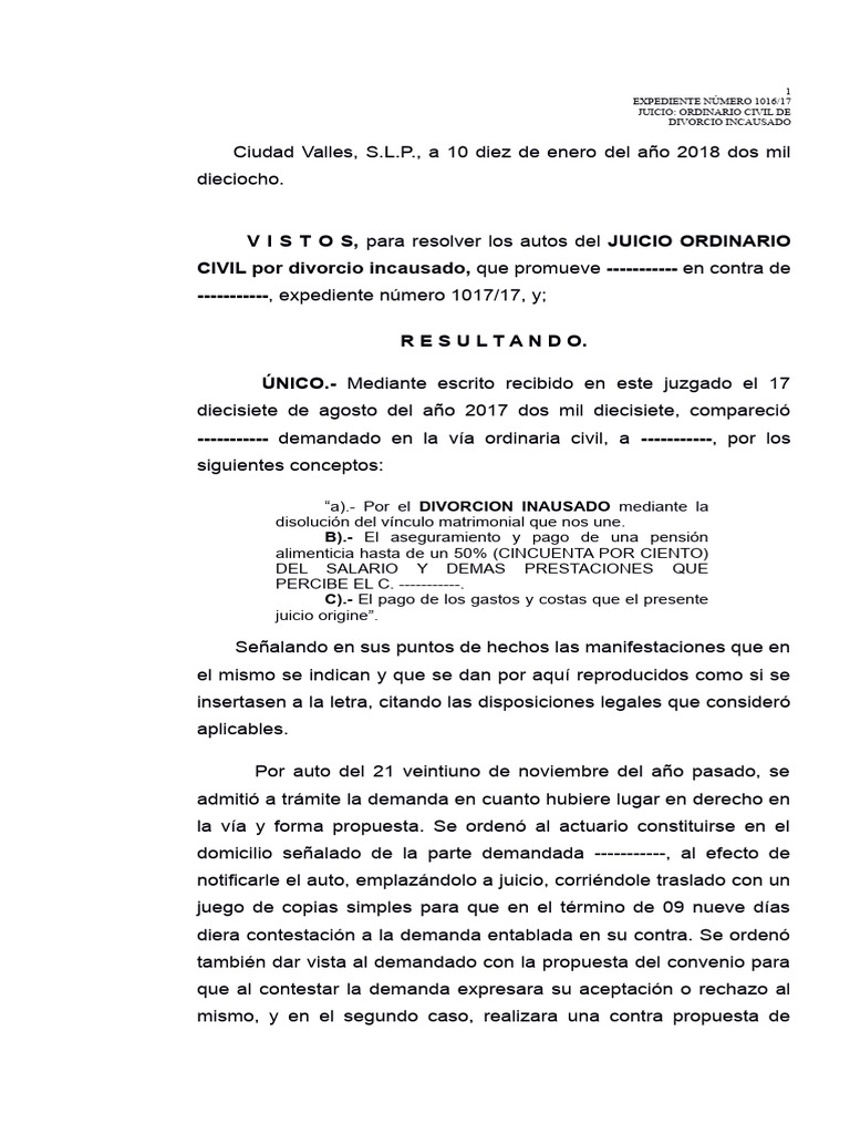 1016-17 Ord. Civil Div. Nec. Rebeldia Incausado. No Hijos | PDF ...