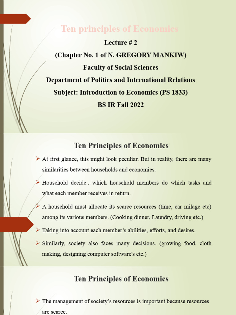LEC # 2 Ten Principles of Economics. (Mankiw Chapter No. 1) | PDF ...