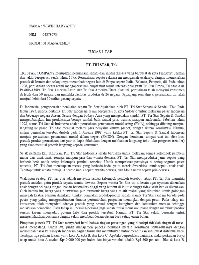 Tugas 1 - TAP - EKMA4500 - Wiwin Haryanty | PDF | Pengelolaan Keuangan & Uang | Ilmu Sosial