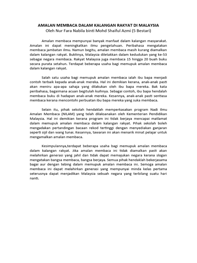 Memupuk Amalan Membaca di Malaysia | PDF