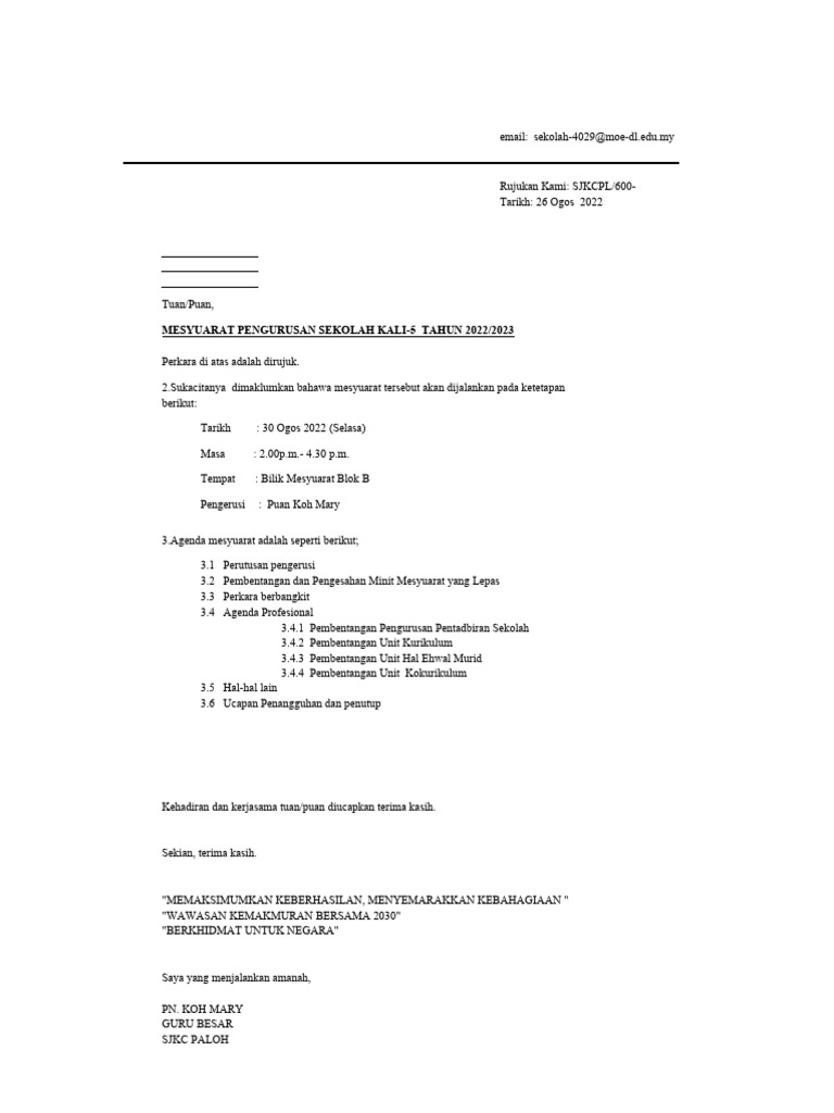 Notis Pemberitahuan Mesyuarat Pdf