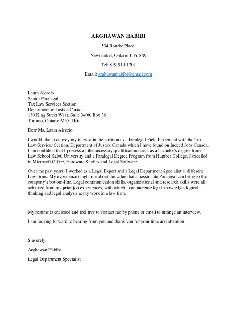 Arghawan Habibi Cover Letter & Resume-28 | PDF | Paralegal | Justice