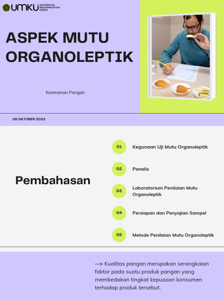 Kel 1 Aspek Mutu Organoleptik | PDF | Bisnis