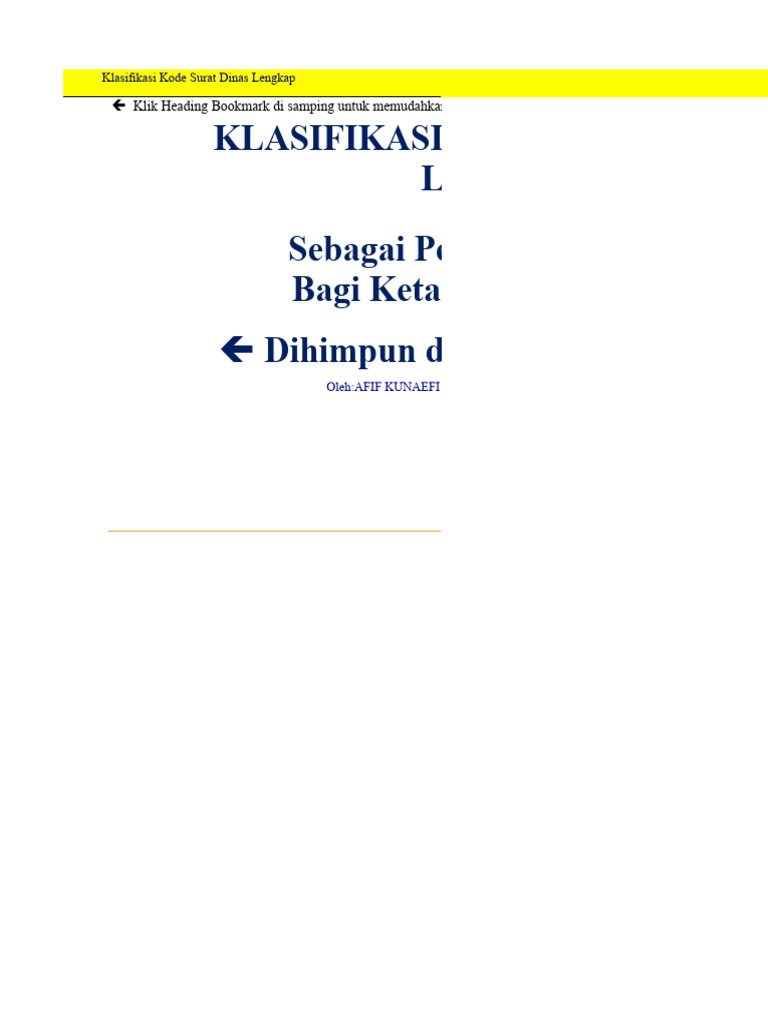 Klasifikasi Kode Surat Dinas Lengkap | PDF