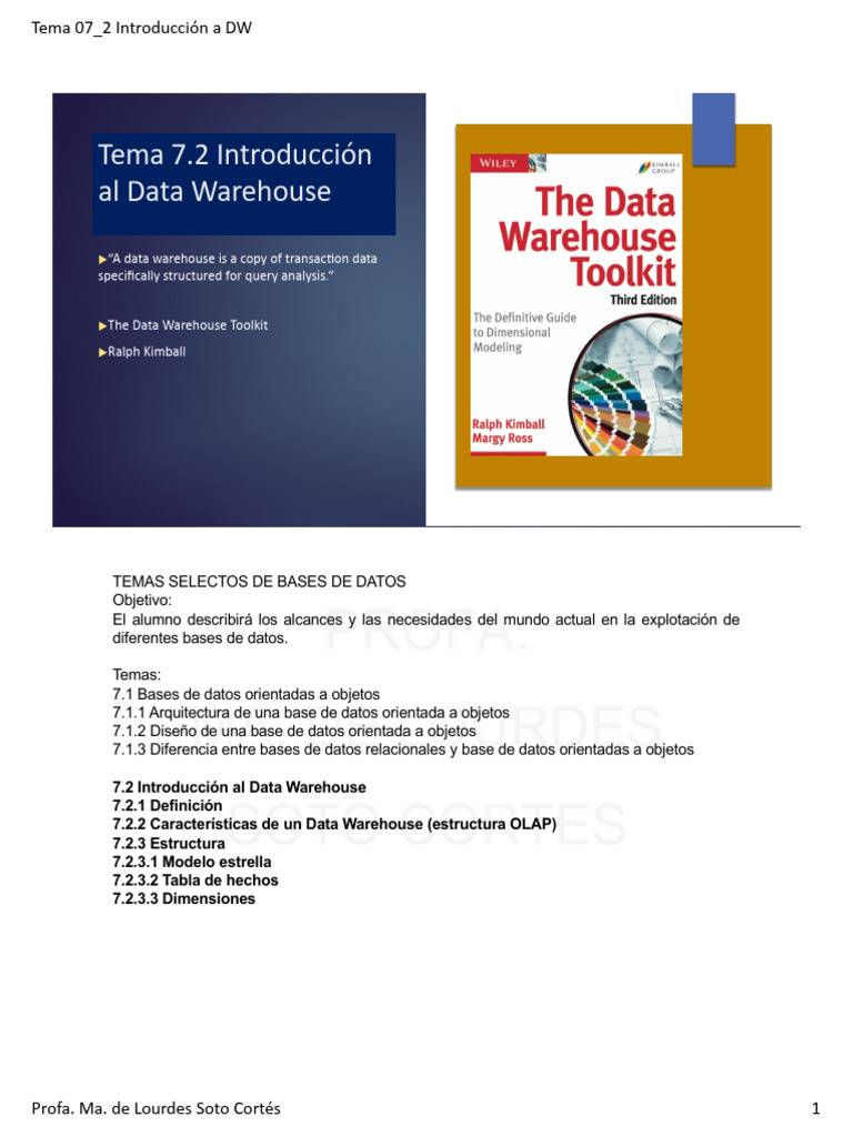 7.2 Introduccion A DW | PDF | Almacén de datos | Teoría de sistemas