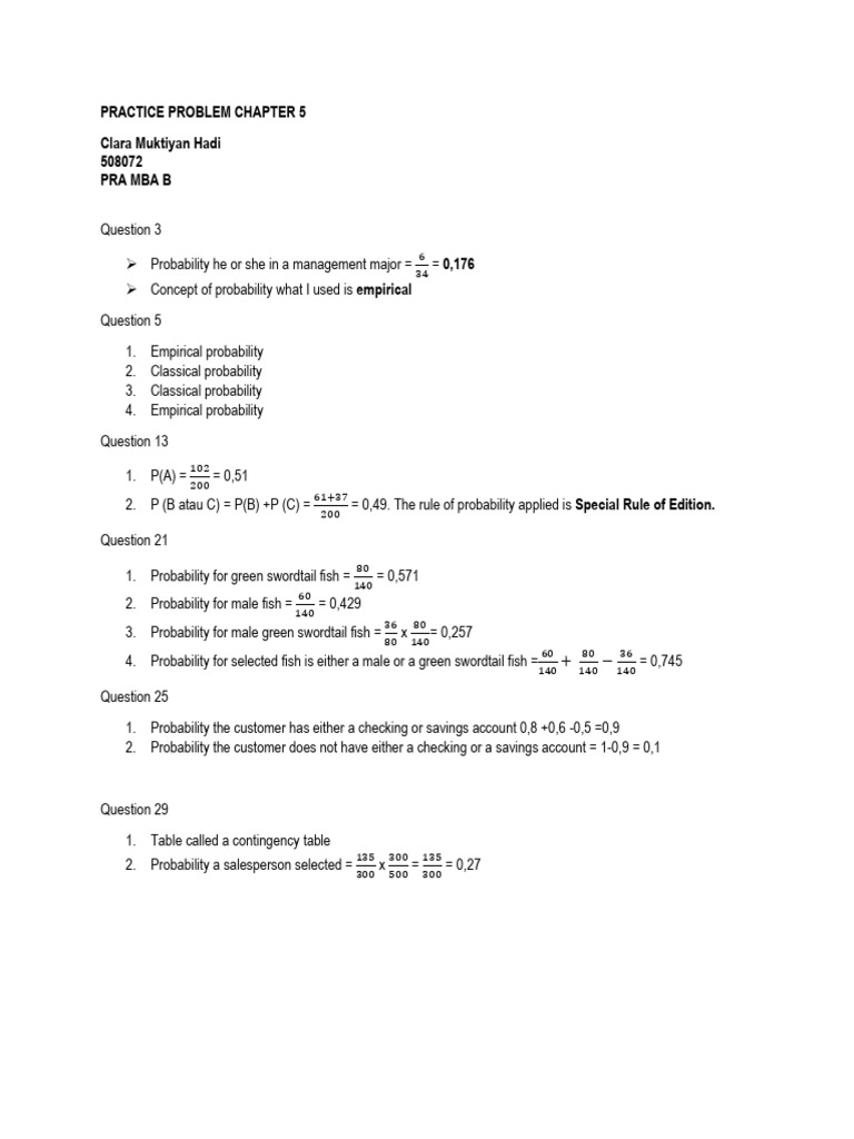 Practice Problem Chapter 5 | PDF