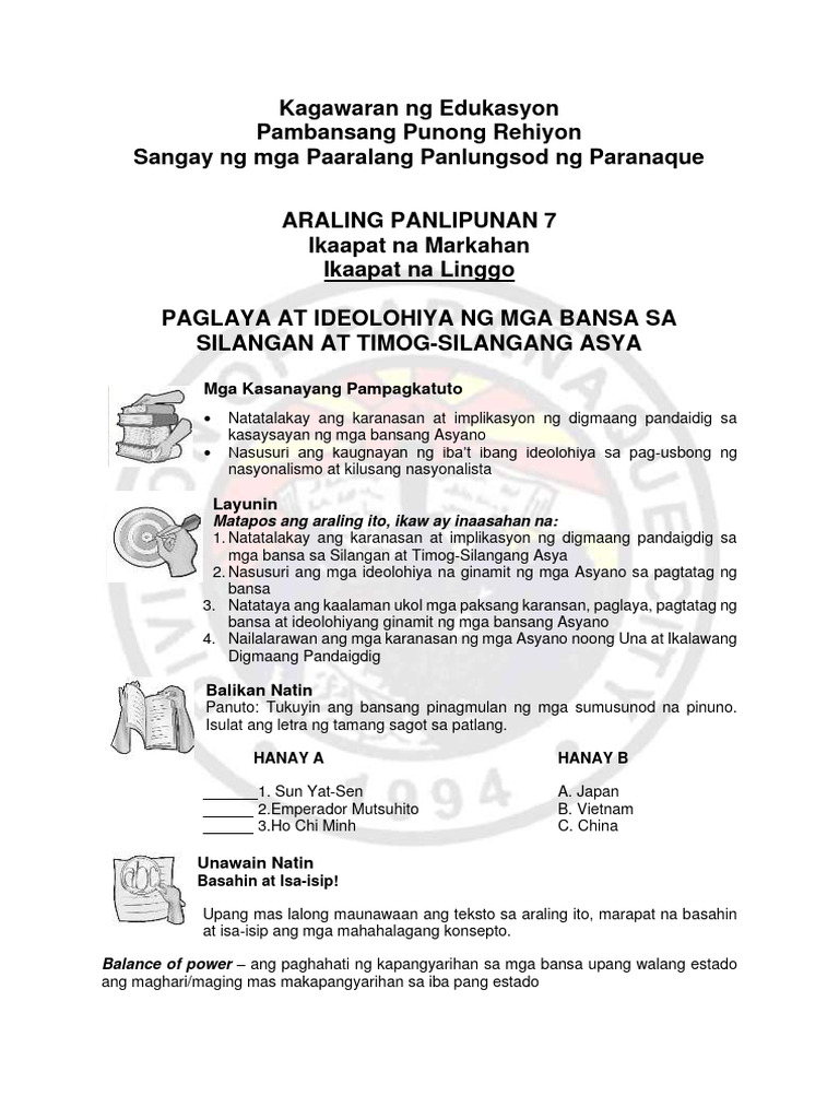 AP Grade7 Quarter4 Module Week4 | PDF