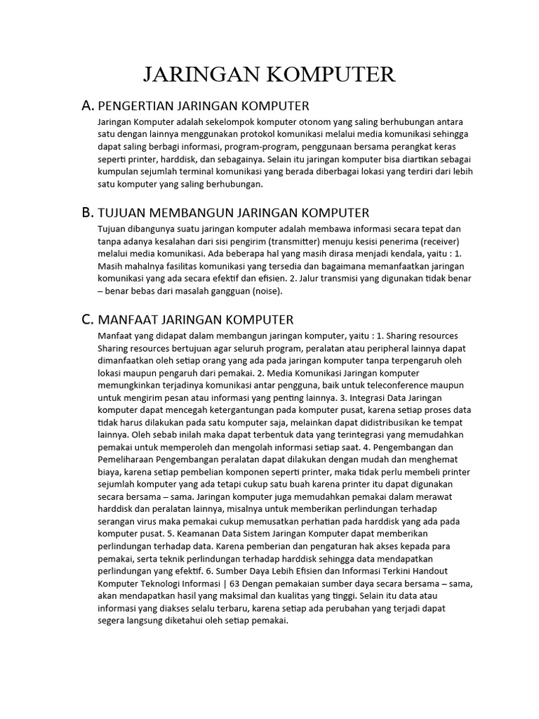 Jaringan Komputer | PDF | Teknologi & Rekayasa