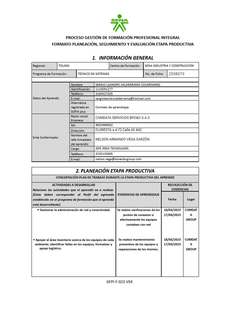 Formato 023 | PDF | Evaluación